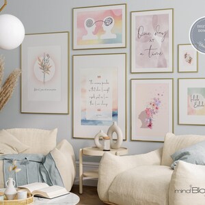 Calm Therapist Decor, Set of 12, Pastel Tranquil Therapy Wall Art ...