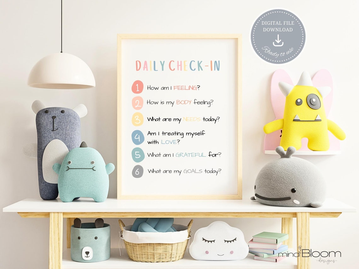 Feelings Check in Poster, Self Care Poster, Mental Health Poster ...