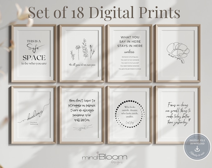 18 Therapist Office Art Decor, Psychologist Print Bundle, Counseling ...