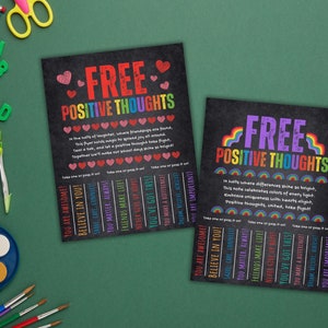 School Counselor Door Sign, Positive Thoughts Tear off Flyer, Therapy ...