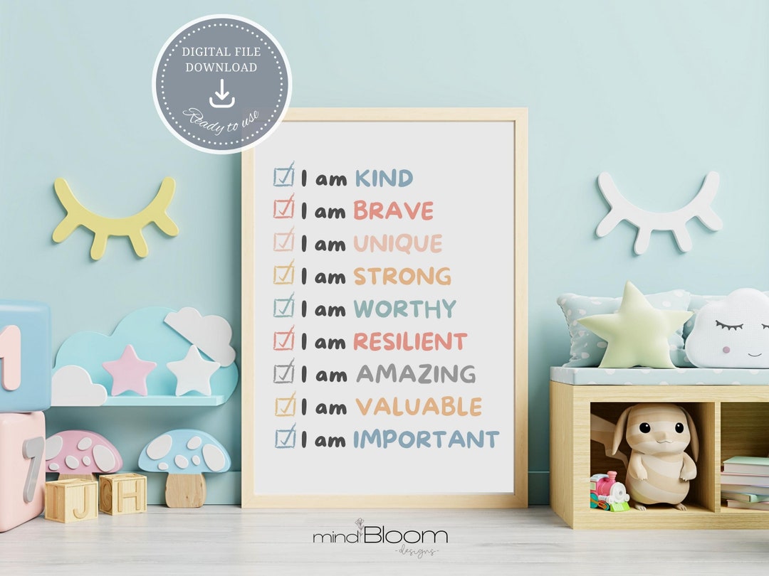 Affirmations Poster for Kids Classroom Decor I Am Worthy I - Etsy Canada