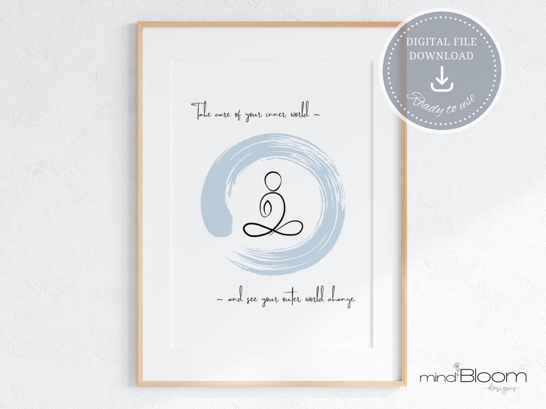 Calming Blue Therapist Office Decor, Meditation Print, Circle of ...