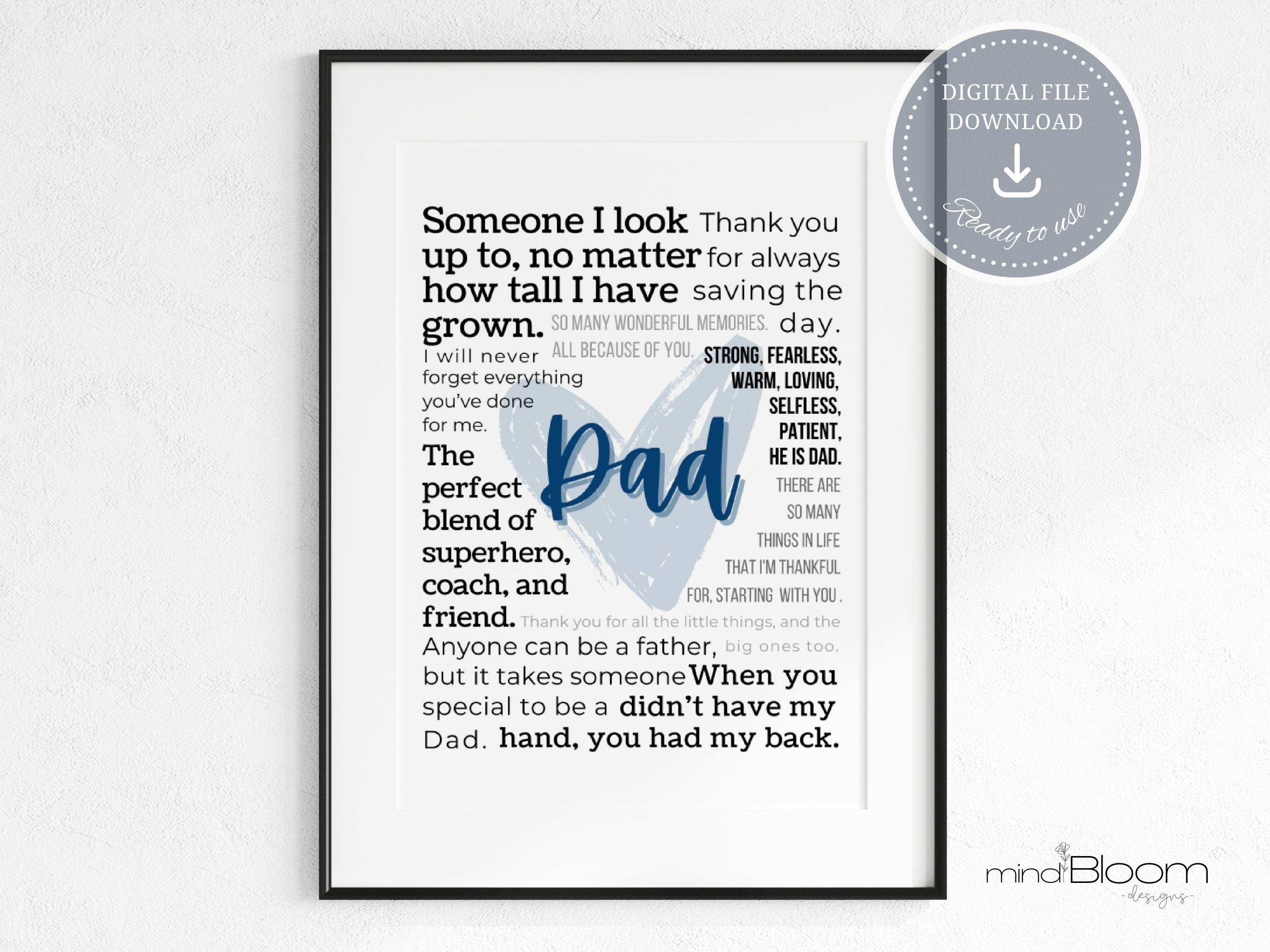 Father's Day Quotes Printable, Father's Day Gift, Gift for Dad, Gift ...