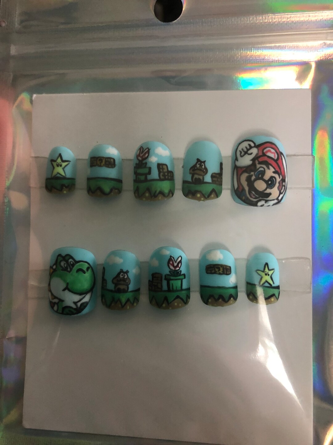 Mario and Yoshi Inspired Nails - Etsy