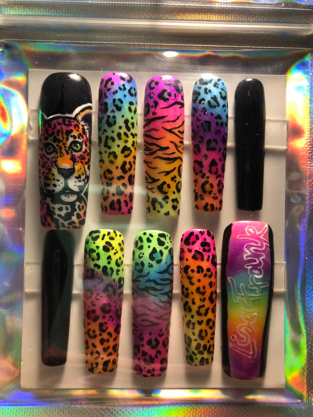 Xtra Long Lisa Frank Inspired Nails - Etsy