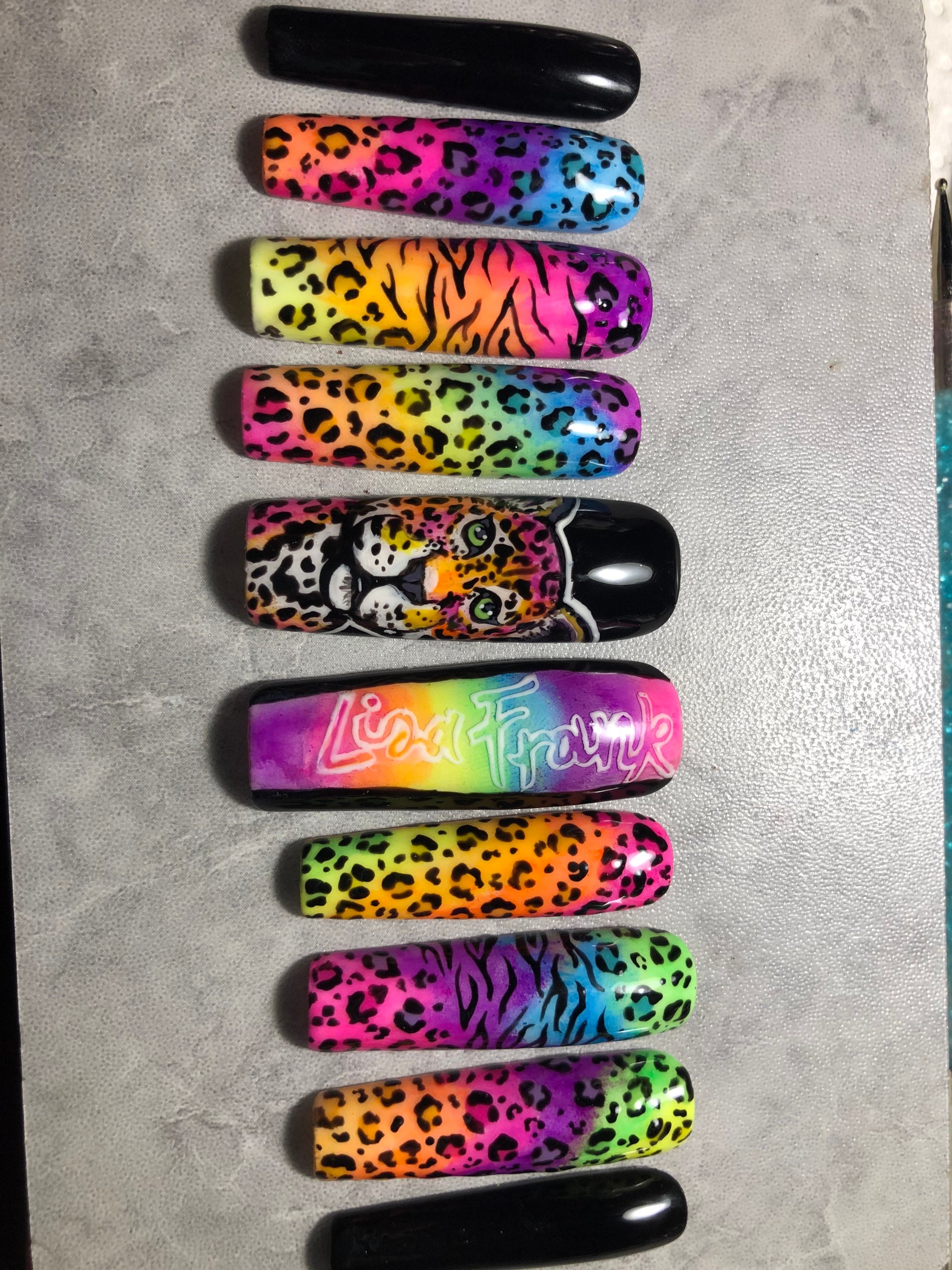 Xtra Long Lisa Frank Inspired Nails - Etsy