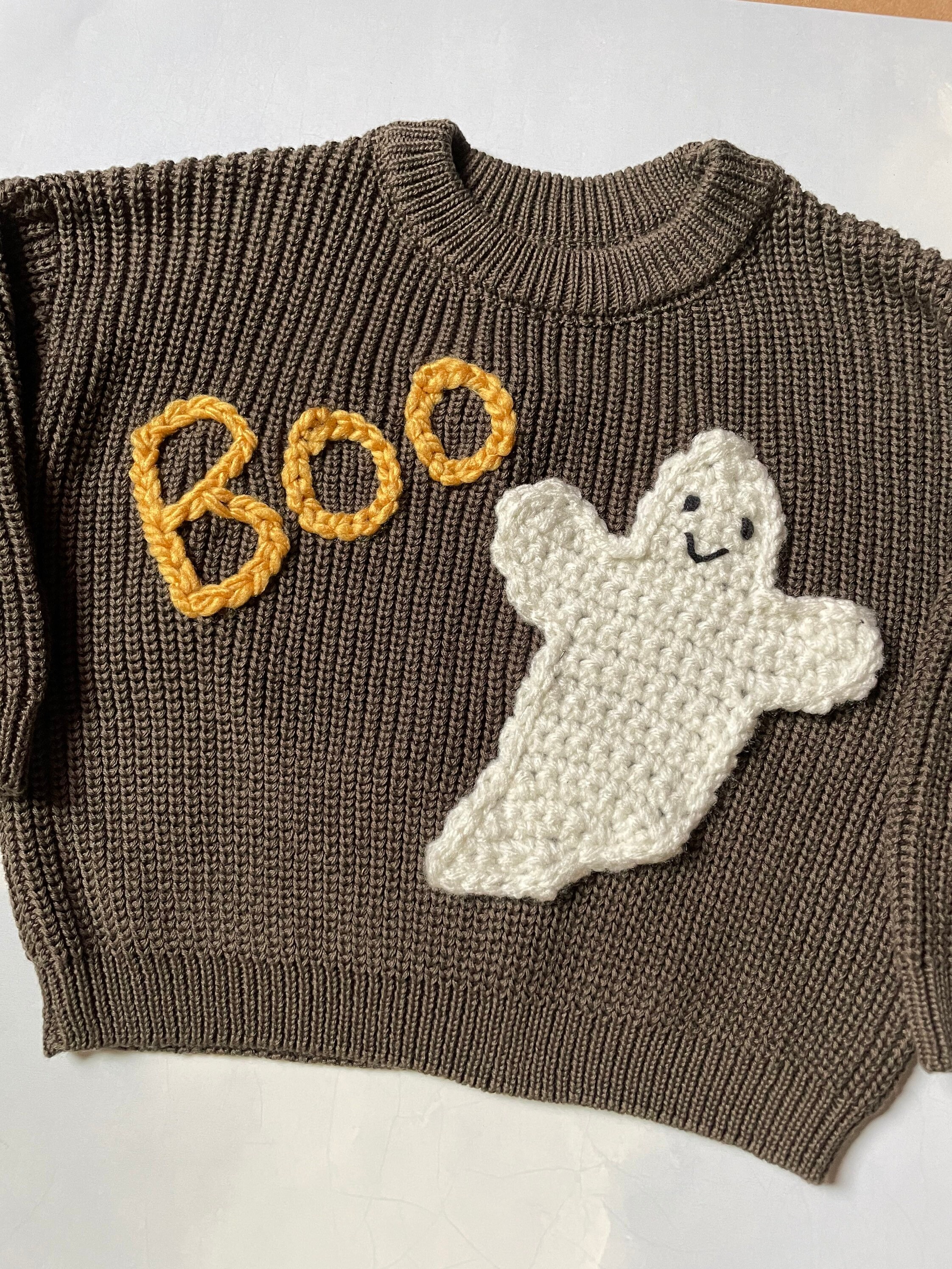 Baby Hand Embroidered Halloween Sweater, Halloween Baby Sweater, Spider ...