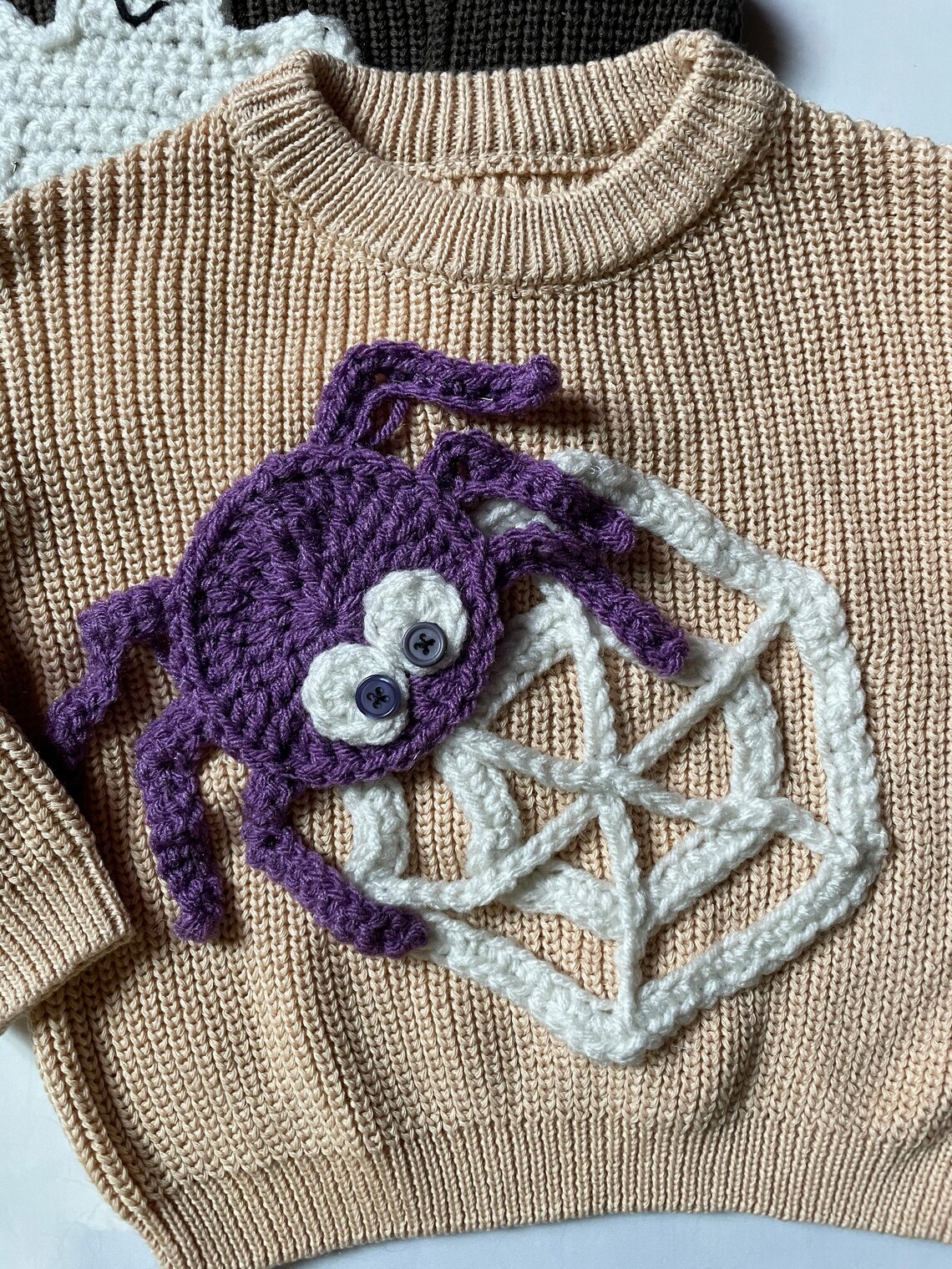 Baby Hand Embroidered Halloween Sweater, Halloween Baby Sweater, Spider ...