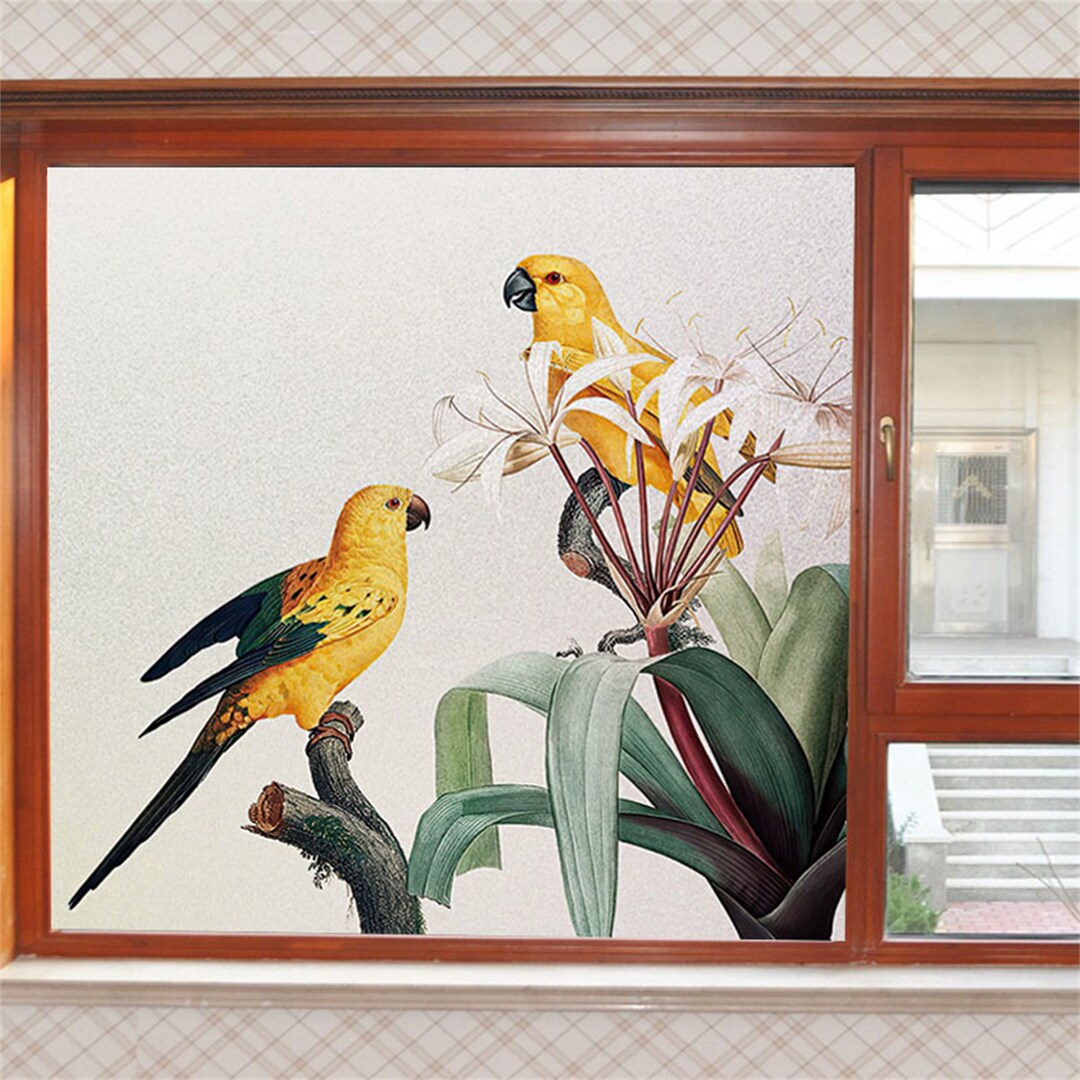 Window Privacy Film Bird Stained Glass Decorative Window Tinting Film ...