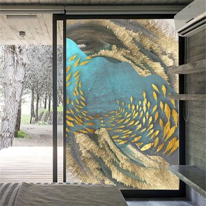 Window Film Privacy Fish Pattern Frosted No Glue Glass Sticker Sun ...