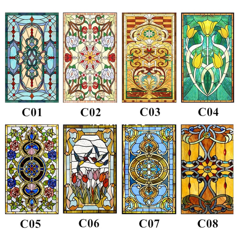 Window Film Stained Glass Frosted Privacy Static Cling Retro - Etsy