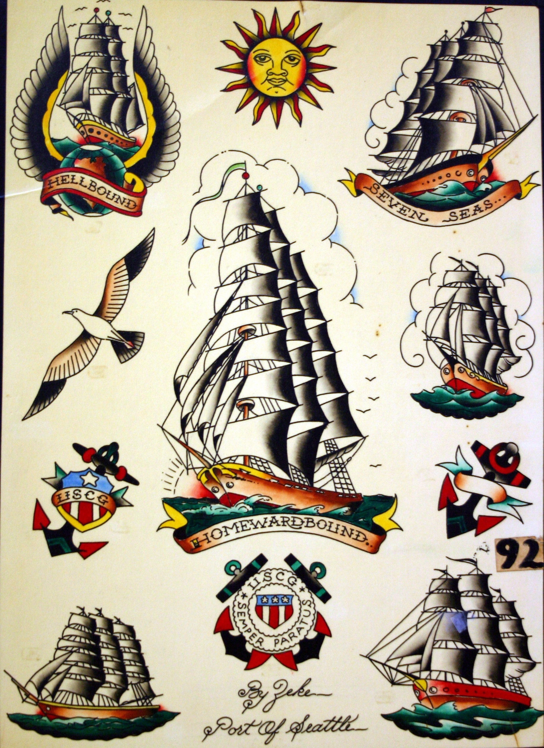 Tattoo Flash Zeke Owen Set 2 Old School Traditional Style - Etsy