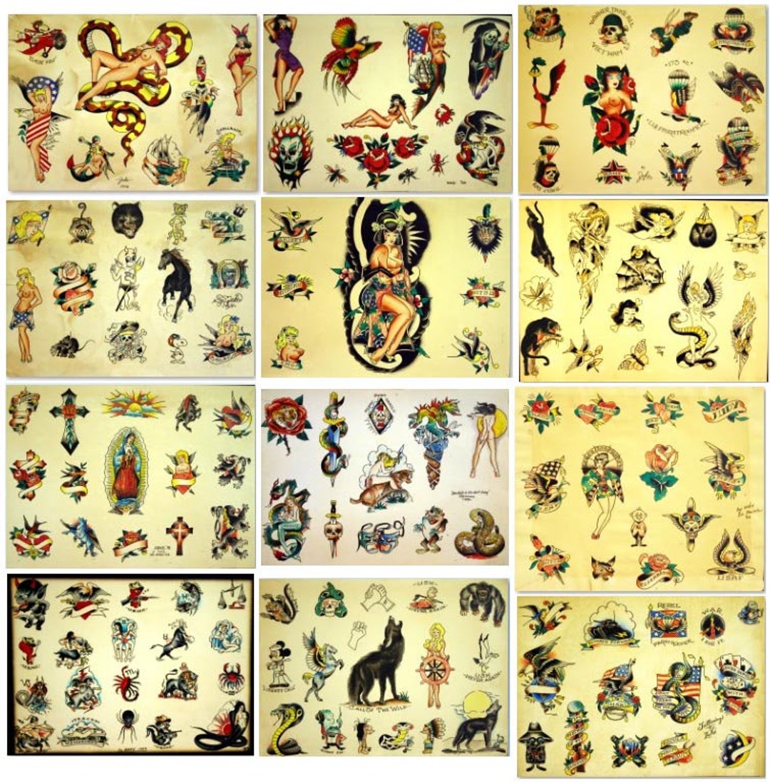 Tattoo Flash Zeke Owen Old School Traditional Style Vintage Etsy