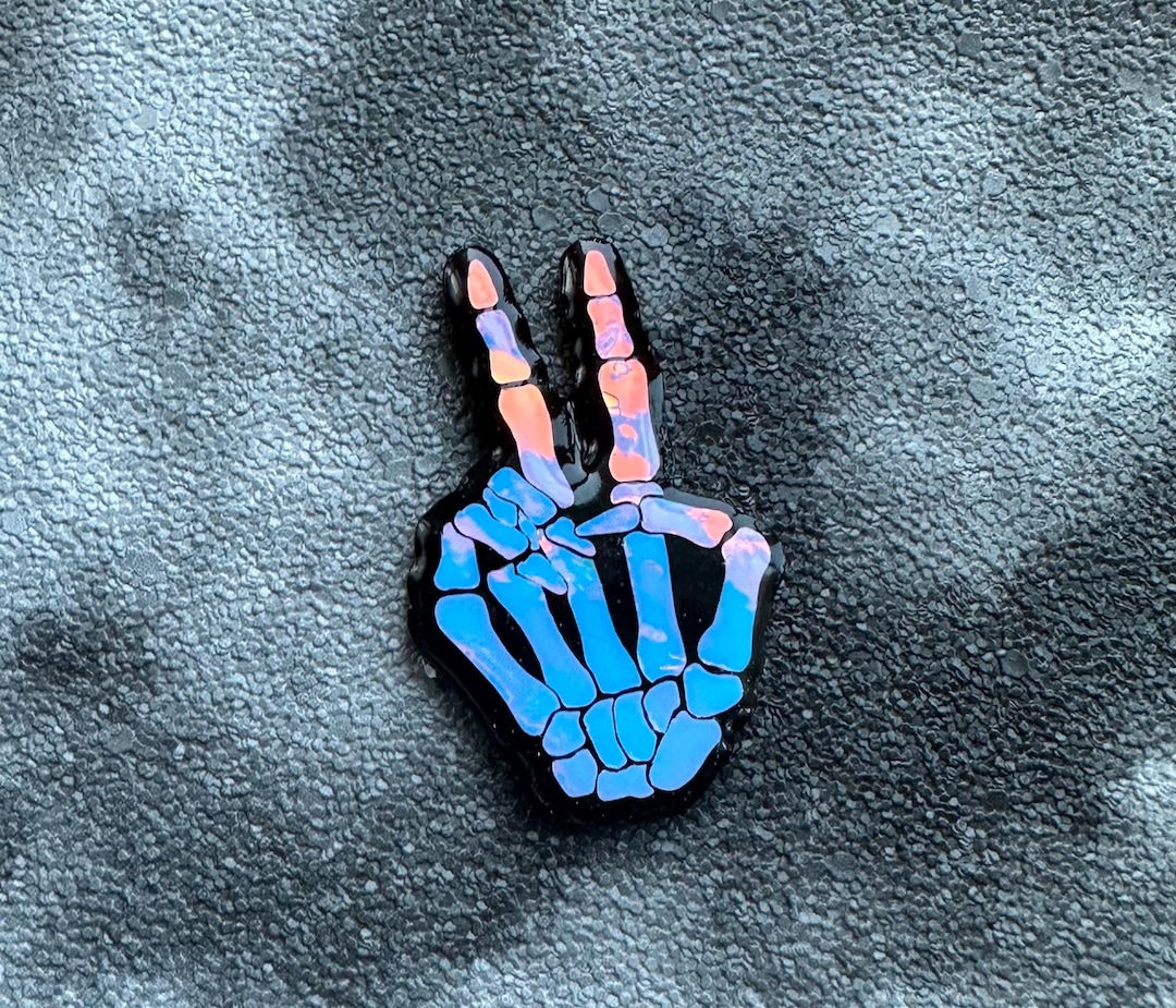 Skelton Peace Sign Badge Reel - Etsy Australia