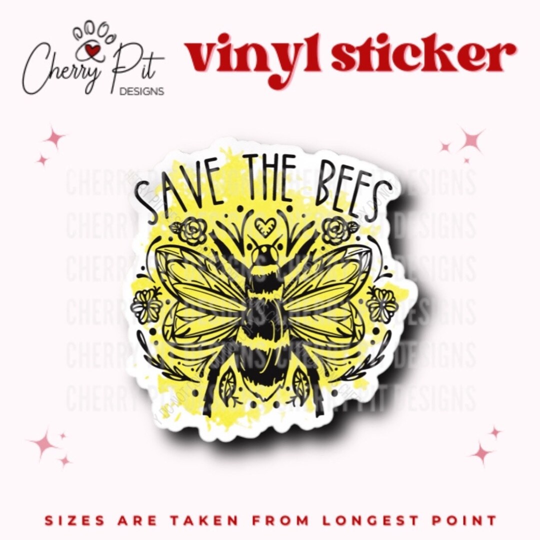 Save the Bees Vinyl Sticker, Bee Decal, Bee Sticker, MacBook Decal, Save the Honeybees, Gift for ...