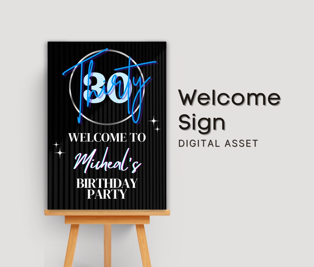 Neon 30th Birthday Welcome Sign | Editable Party Decor (digital) - Etsy