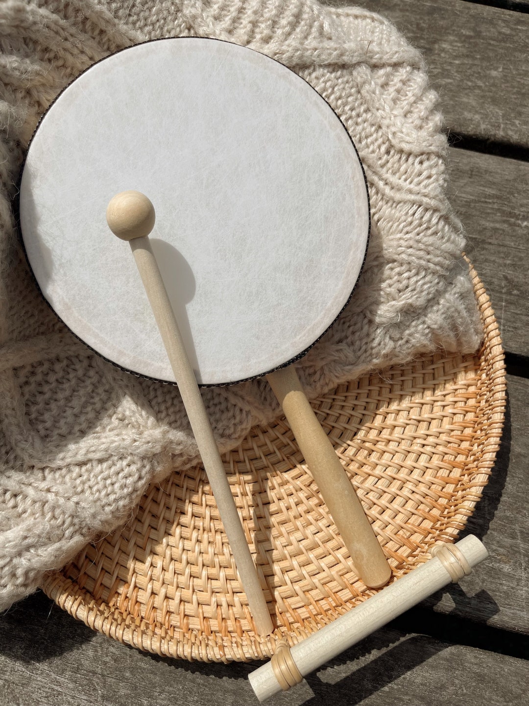 Wooden Drum Hand Drum Kids Drum Instrument Baby Drum Toy Instruments ...