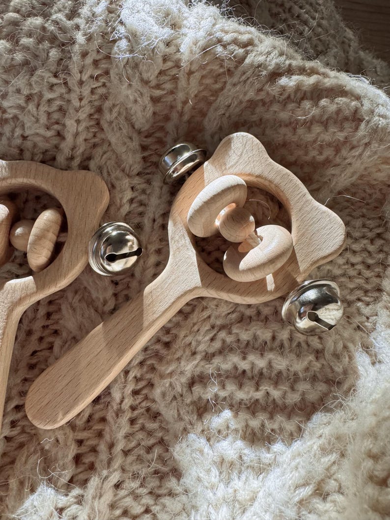 Handmade Wooden Bear Hand Bell for Baby & Toddler | Montessori Music ...