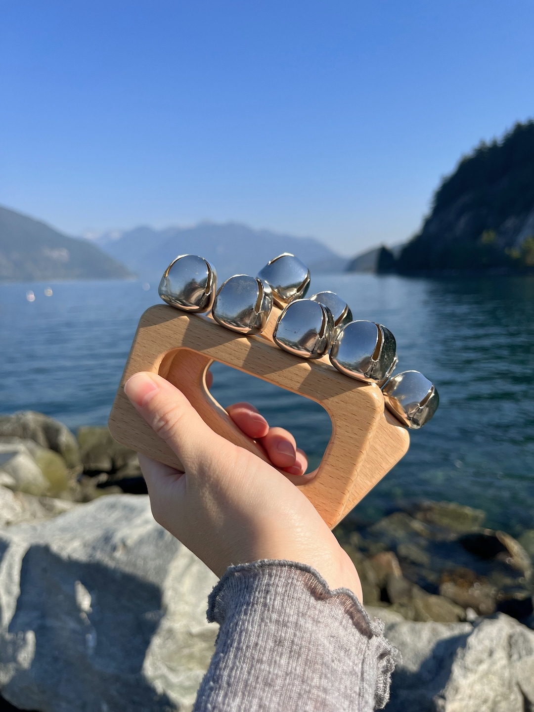 Wooden Hand Bell Shaker Baby Rattle Montessori Musical Toys Wood ...