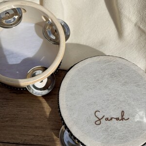 Personalized Wooden Tambourine Baby Drum Instrument Custom Wedding ...