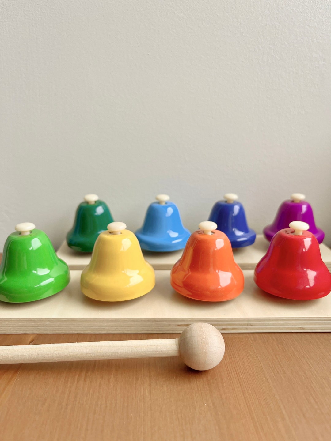 Wooden Desk Bells Set | 8 Notes Diatonic Hand Bells Kids Musical ...