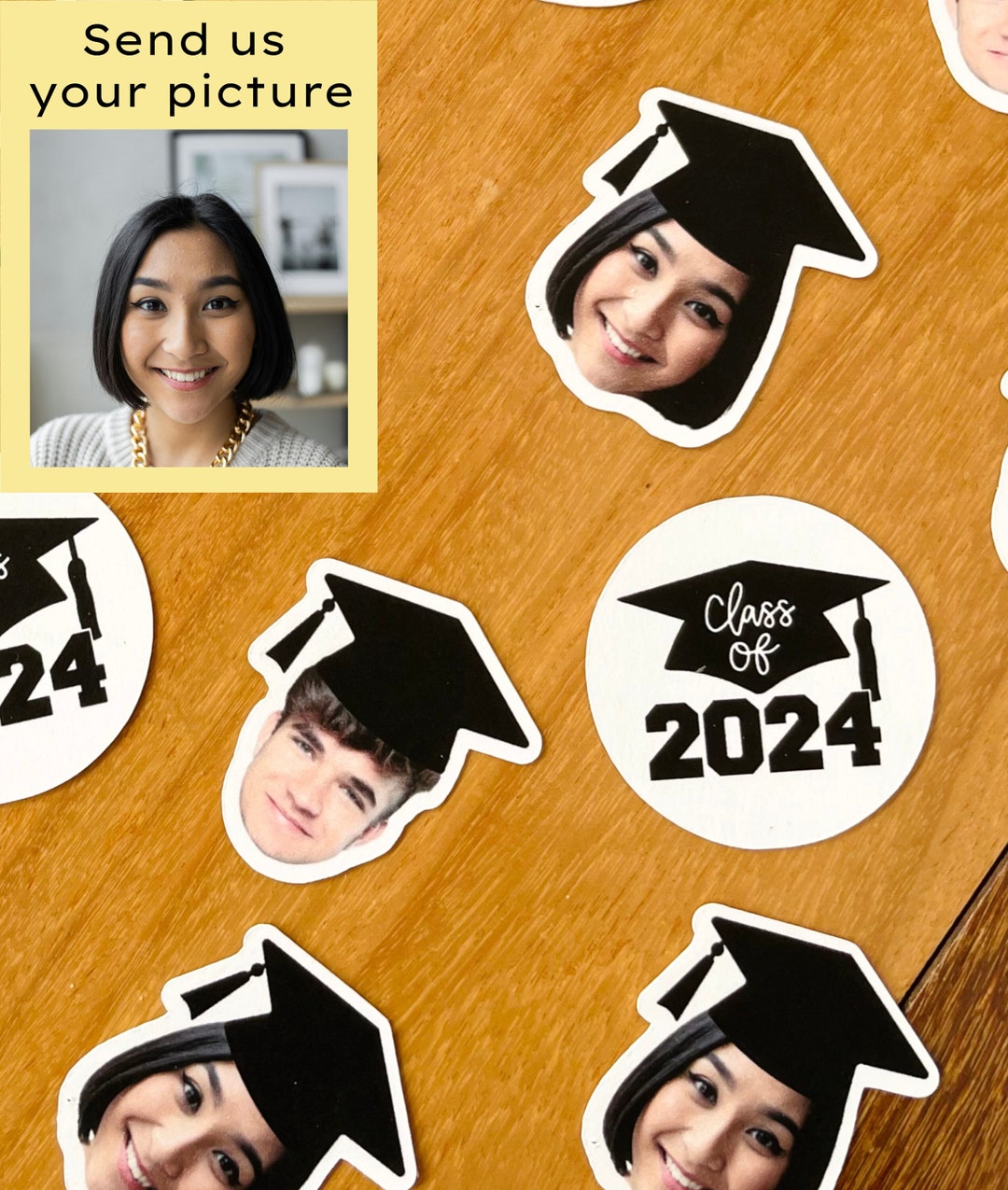 Custom Graduate Face Stickers, Personalized Face Sticker, Graduation ...