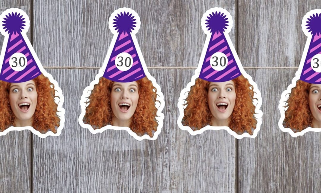 Printable Custom Face Photo, Digital Personalized Birthday Hat Face ...