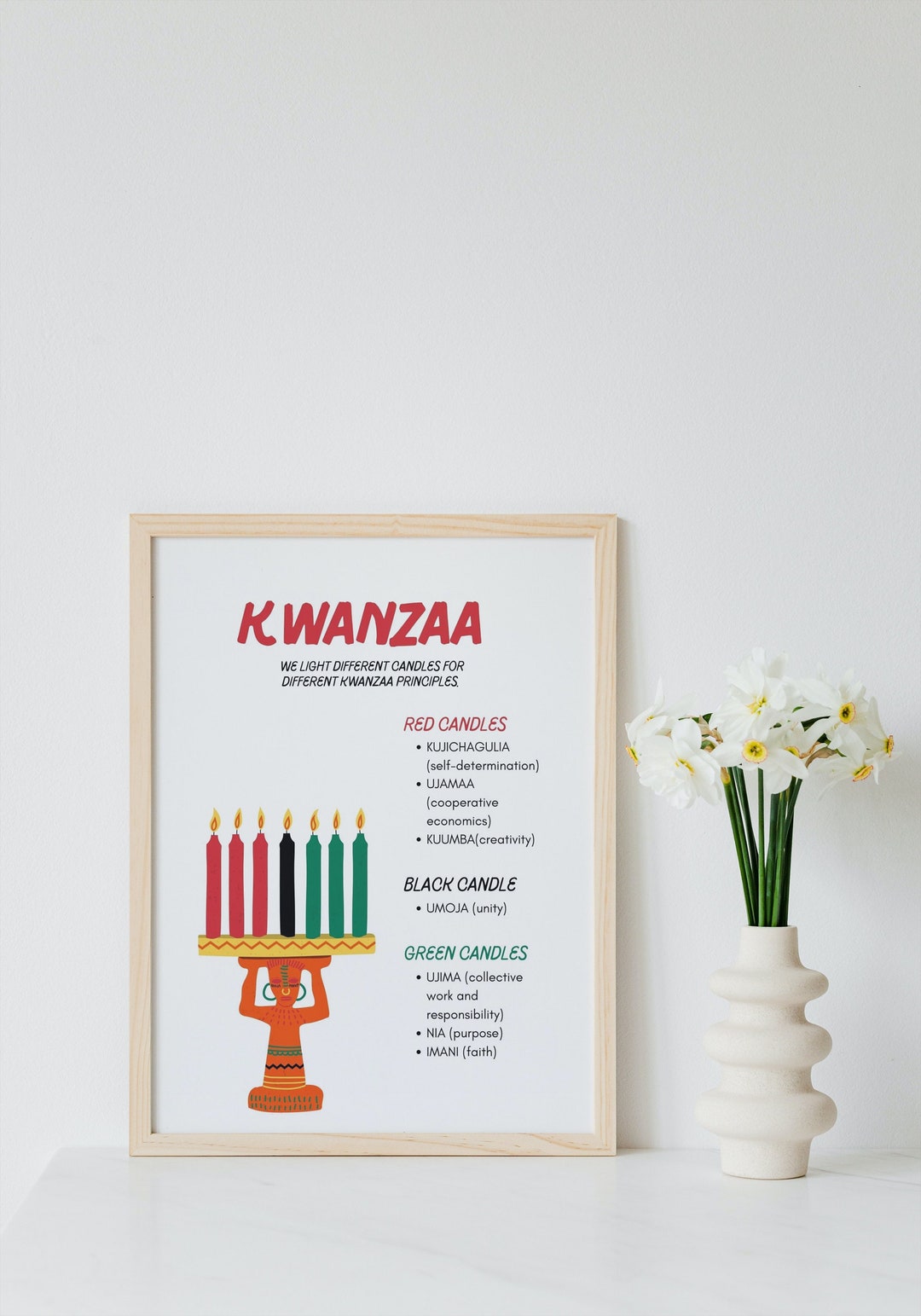 Kwanzaa 7 Principles Candle Digital Art, Kwanzaa Decorations, African ...