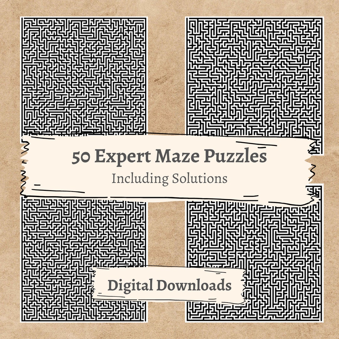 Maze Brain Game 50 Hard Maze Puzzles Adult or Children Maze Puzzles - Etsy