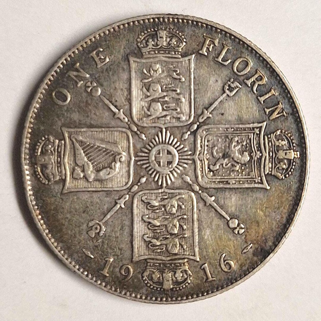 1916 British .925 Silver One Florin Coin in High Grade Condition. the ...