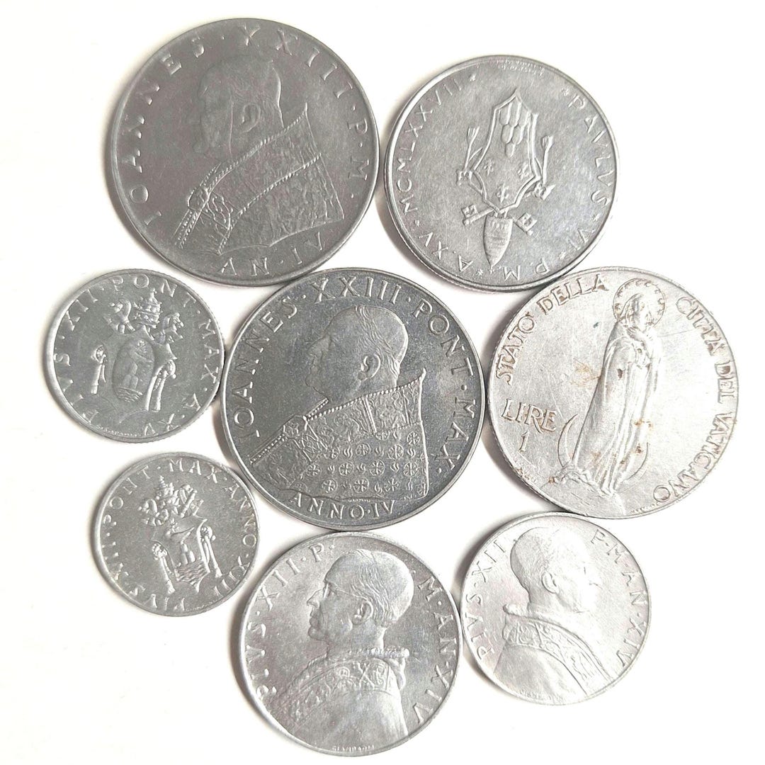 1940s 50s 60s Vatican "7" Coin Bundle in Excellent Condition! the Coin ...