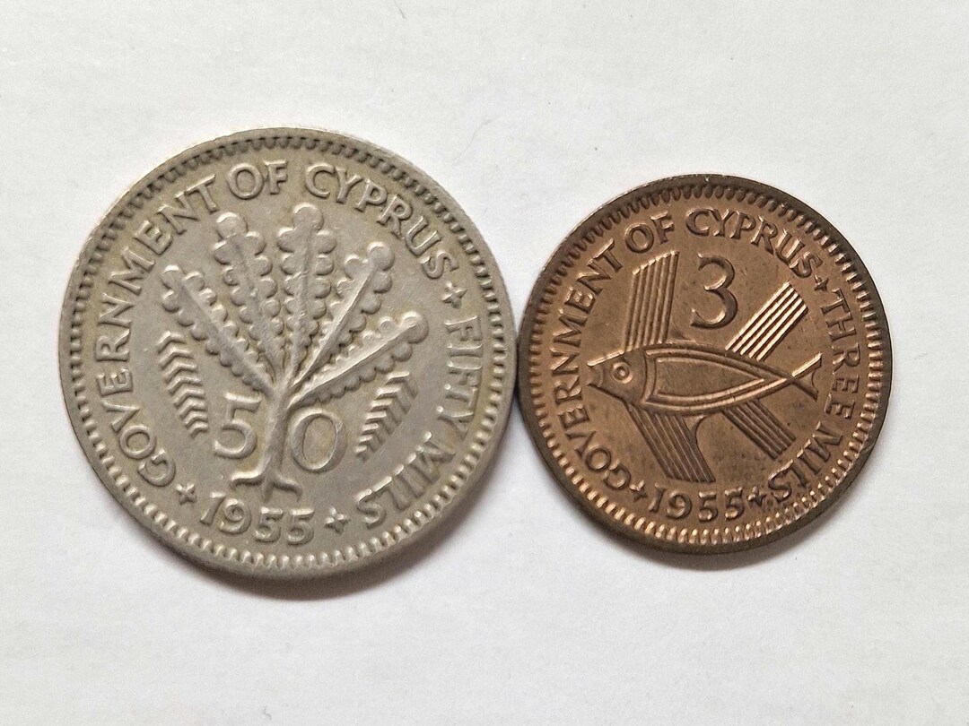1955 Cyprus 2 Coin Bundel: Queen Elizabeth II, Rare Find - Etsy