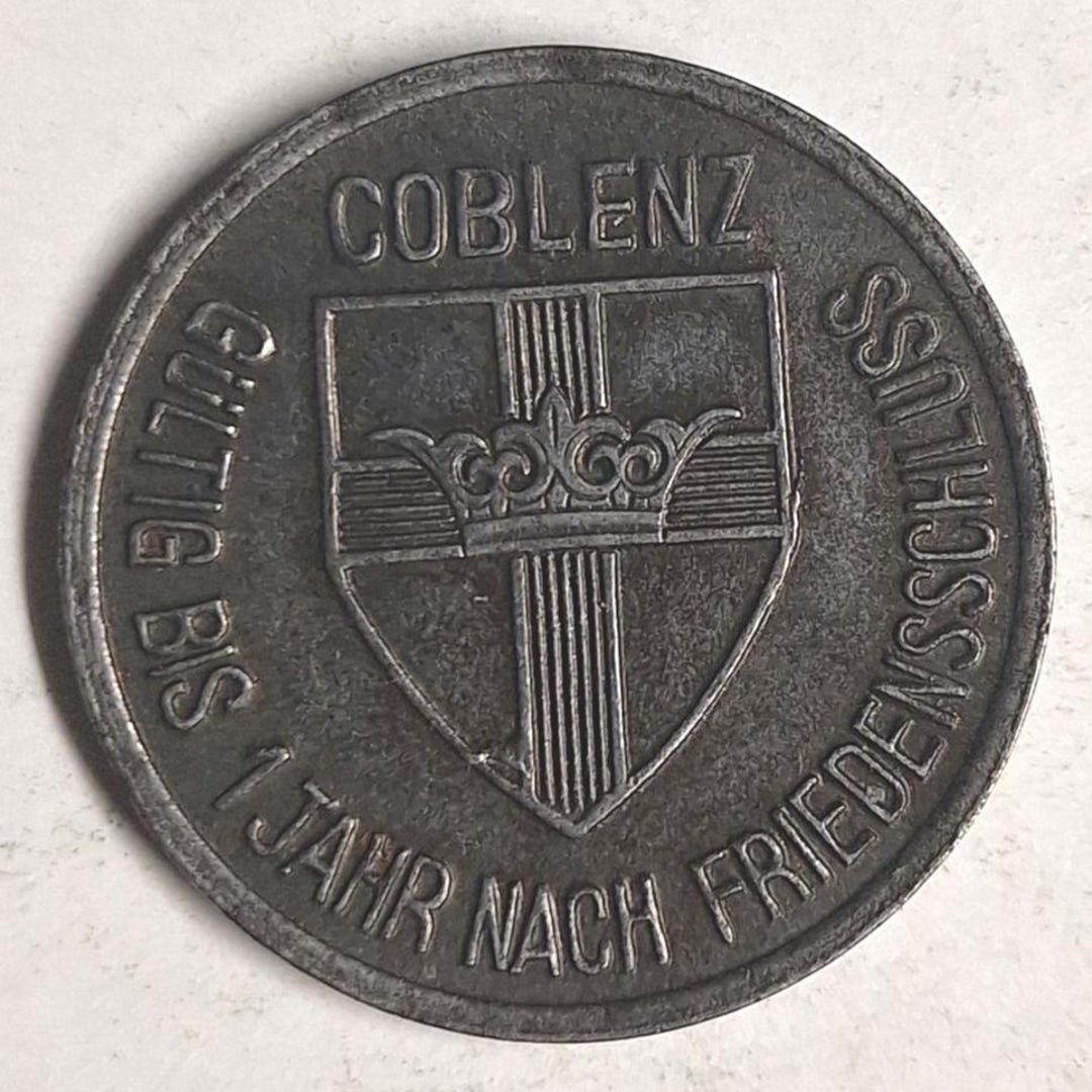 1918 German Post Wwl Koblenz City State Coin in Excellent Condition ...