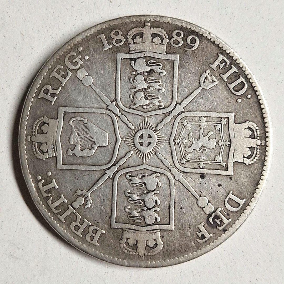 1889 Queen Victoria .925 Silver Double Florian Coin - Etsy UK