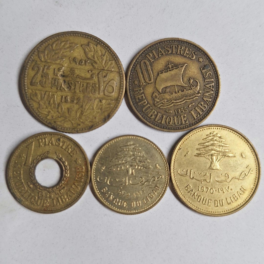 Lebanese Piastre "5" Coin Bundle From the 1950s to the 1970s in ...