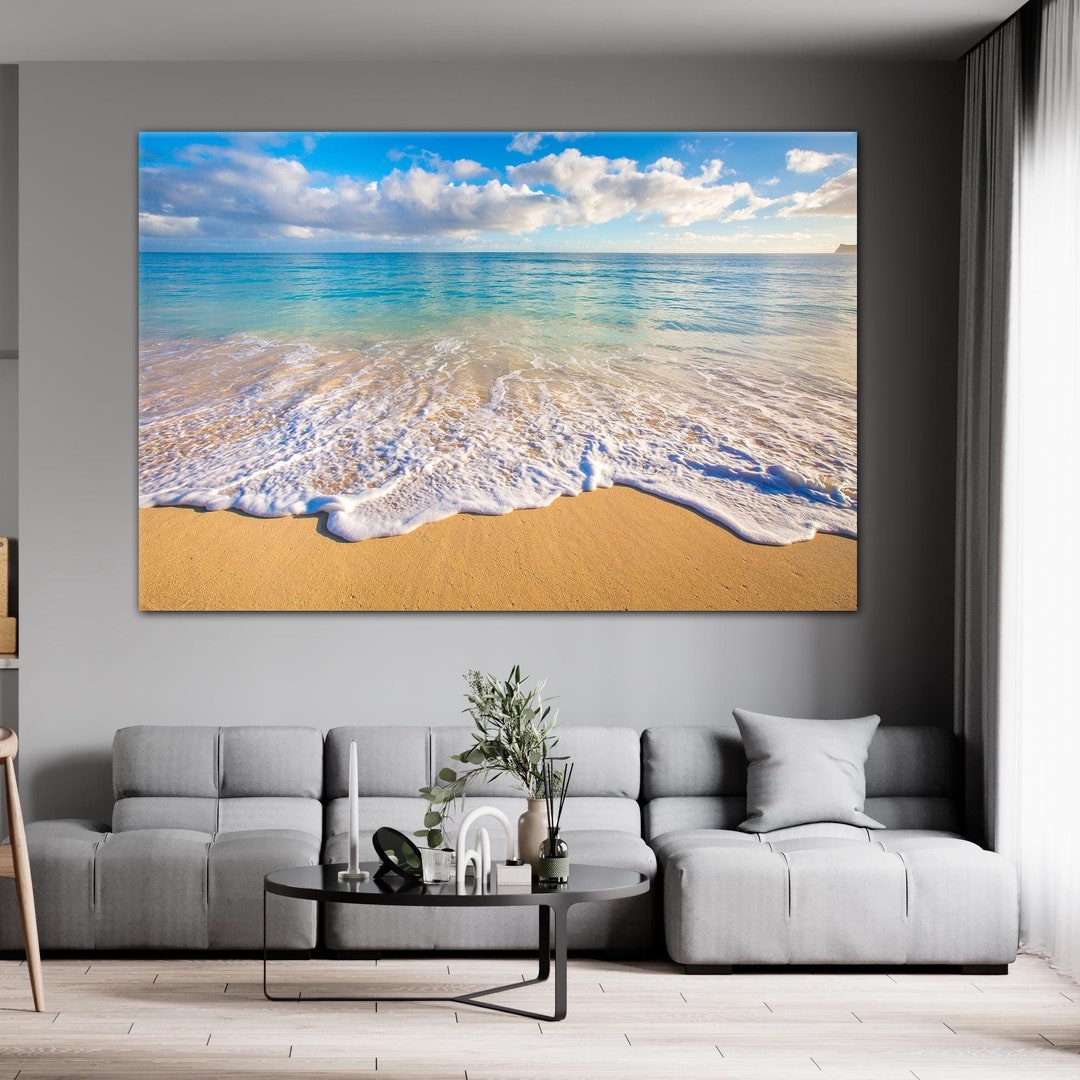 Blue Ocean Wall Art, Beach Wall Art, Beach Canvas House Decor, Nature ...