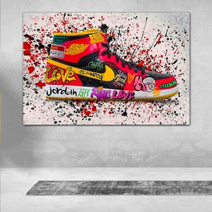 Jordan Graffiti Canvas Wall Art, Air Jordan Canvas Wall Art, Jordan 1 ...