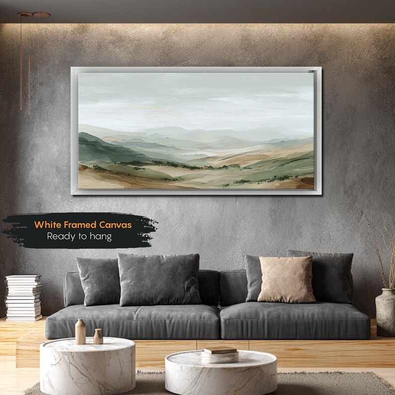 Neutral Abstract Landscape Canvas Wall Art, Minimalist Nature Decor - Etsy