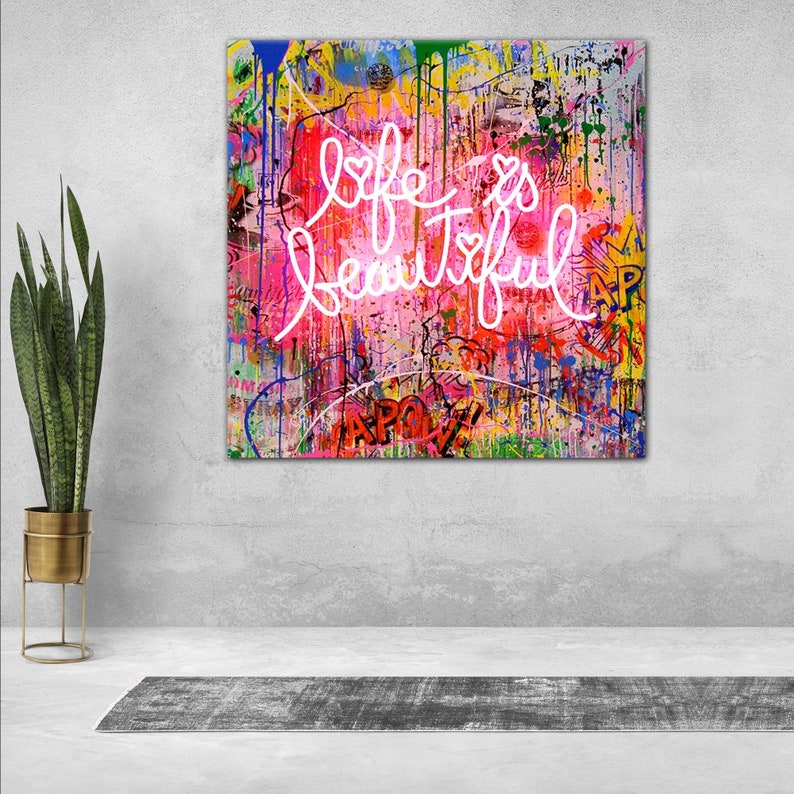 Life is Beautiful Trendy Wall Art Motivational Art Pop Art - Etsy