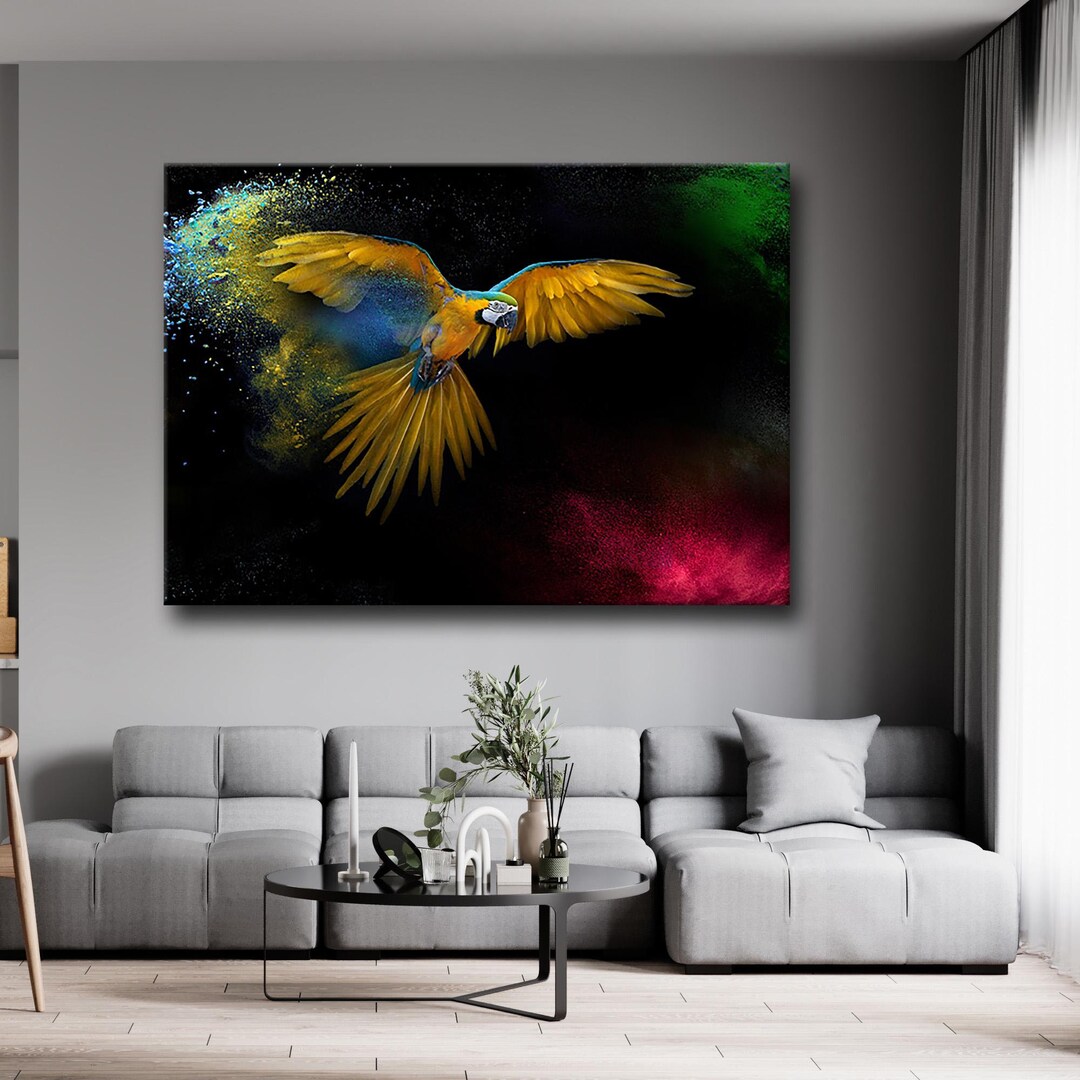 Parrot Canvas, Parrot Wall Art, Animals Wall Art, Yellow Parrot ...