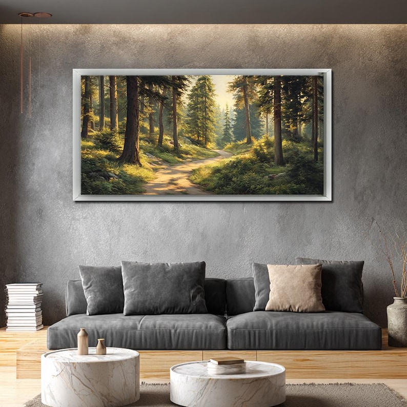 Forest Path Wall Art Canvas, Nature Landscape Painting, Woodland Trail ...