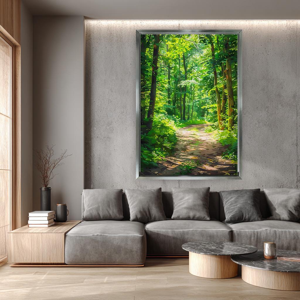 Forest Path Wall Art, Green Woodland Canvas Print, Nature Landscape ...