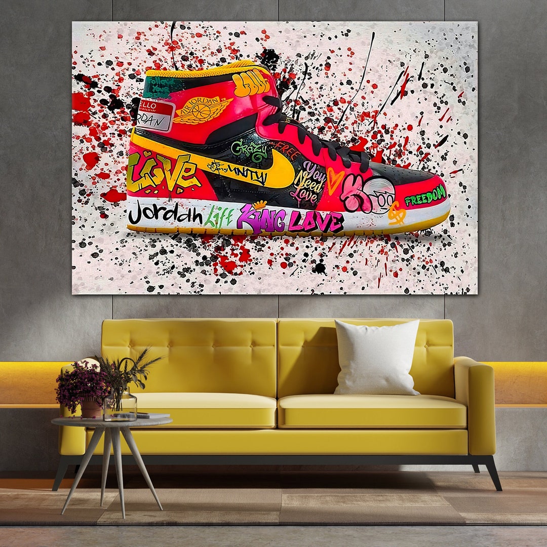 Jordan Graffiti Canvas Wall Art, Air Jordan Canvas Wall Art, Jordan 1 ...