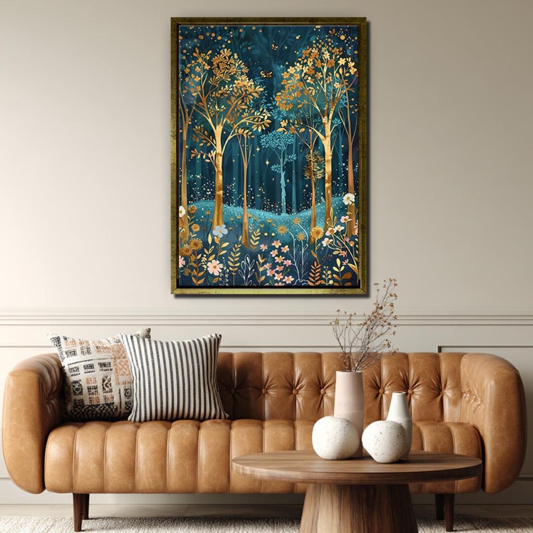 Enchanted Reverie Forest Canvas Wall Art, Magical Tree Print, Moody ...