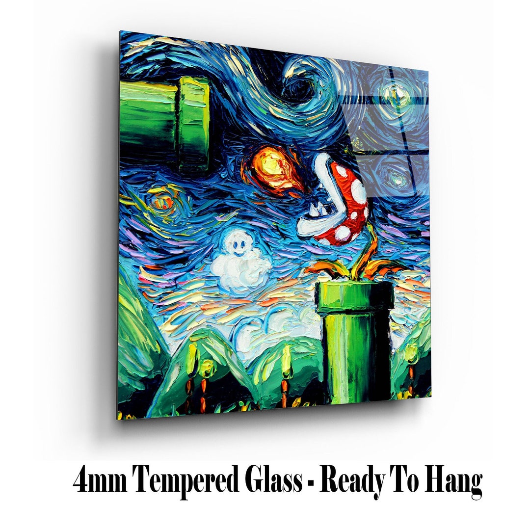 Van Gogh Mario Printed, Van Gogh Canvas Art, Van Gogh Mario Glass Art ...