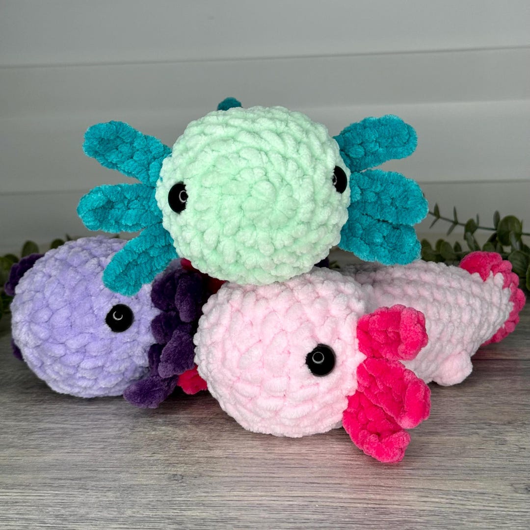 Crochet Axolotl Plushie Handmade Squishy Desk Friend Velvet/chenille ...