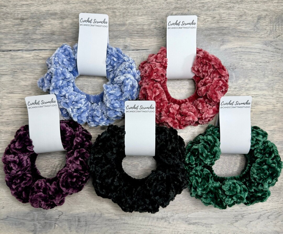 Crochet Velvet Scrunchie Handmade Scrunchies Multiple Colors Available ...