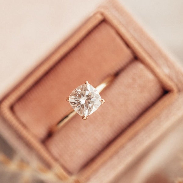 Rose Gold Cushion Cut Ring - Etsy