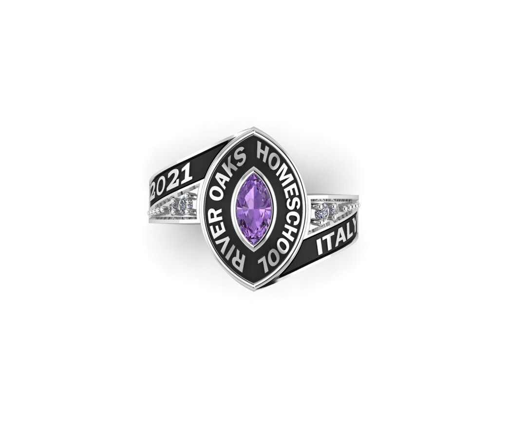 Gemstone Ring, High School Class Ring, Simulated Amethyst Ring, Men's ...