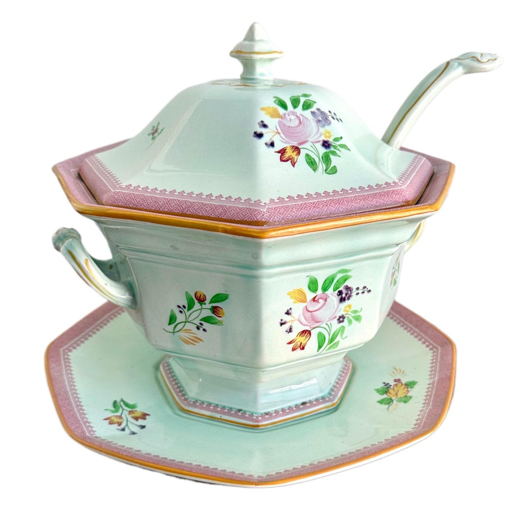 Vintage Adams Calyx Ware Tureen With Underplate & Ladle -lowestoft ...